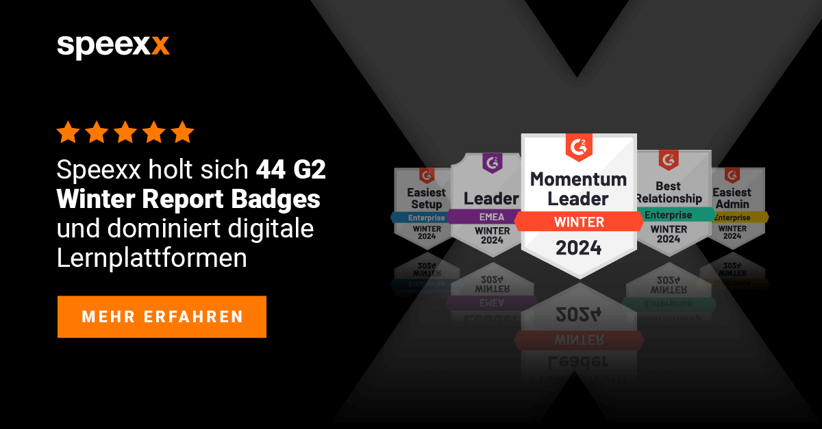 Speexx im G2 Winter Report: 44 Badges